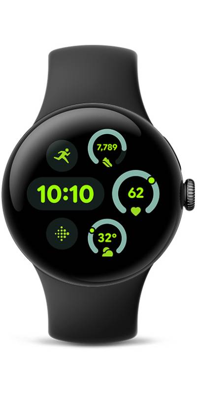 Google Pixel Watch 3 GPS 45mm Aluminium Obsidian Active Band S/L Matte